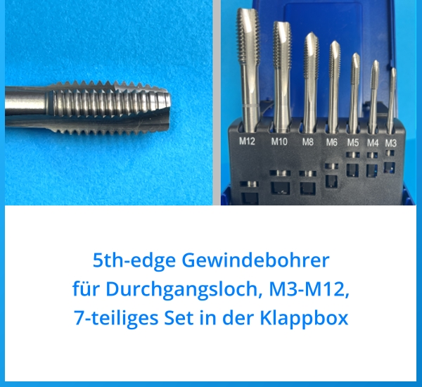 5th-edge Gewindebohrer-Satz 7-teilig, HSSE, Durchgangsloch - 5th-edge ...